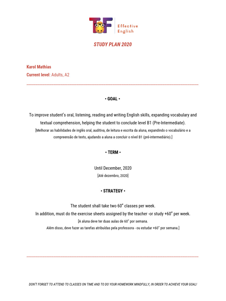 L Study Plan (Adults, A2 - B1) | PDF