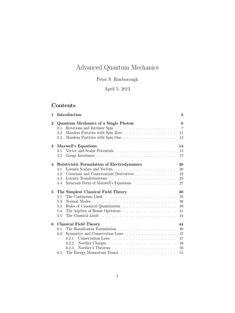 Advanced Quantum Mechanics | PDF