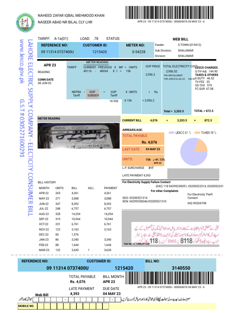 LESCO - Web Bill | PDF