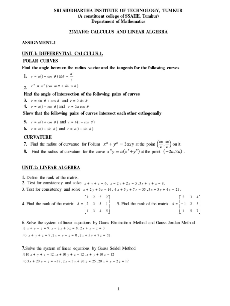 22ma101 Assignment | PDF | Curvature | Curve