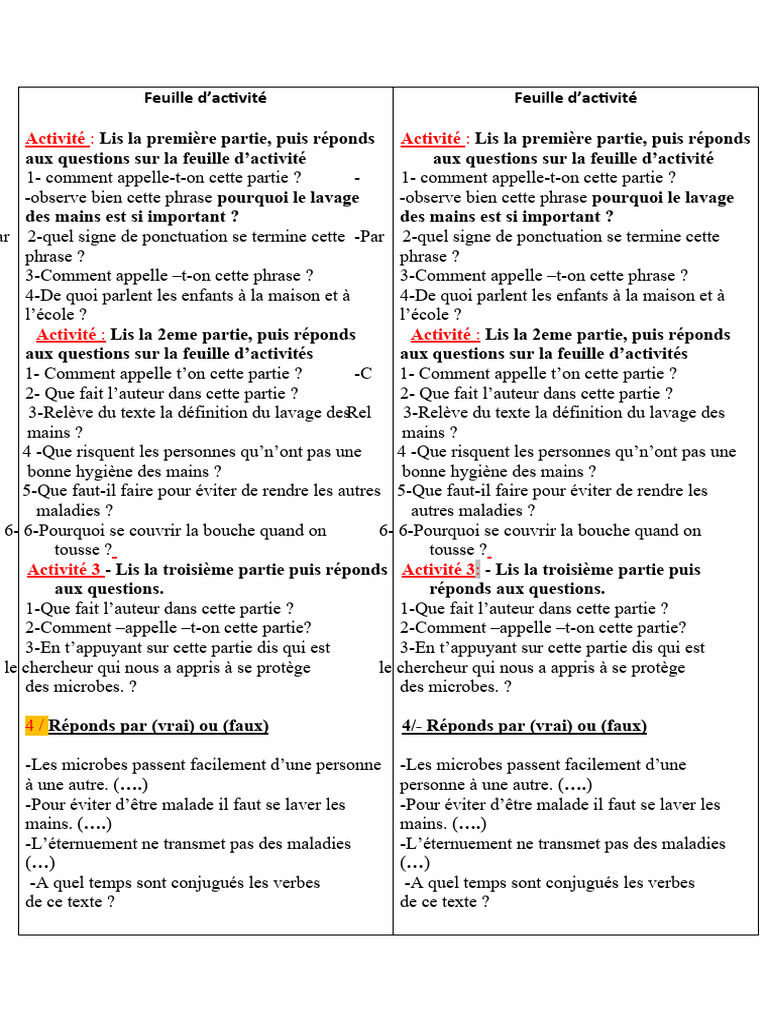 Feuille dactivitè | PDF