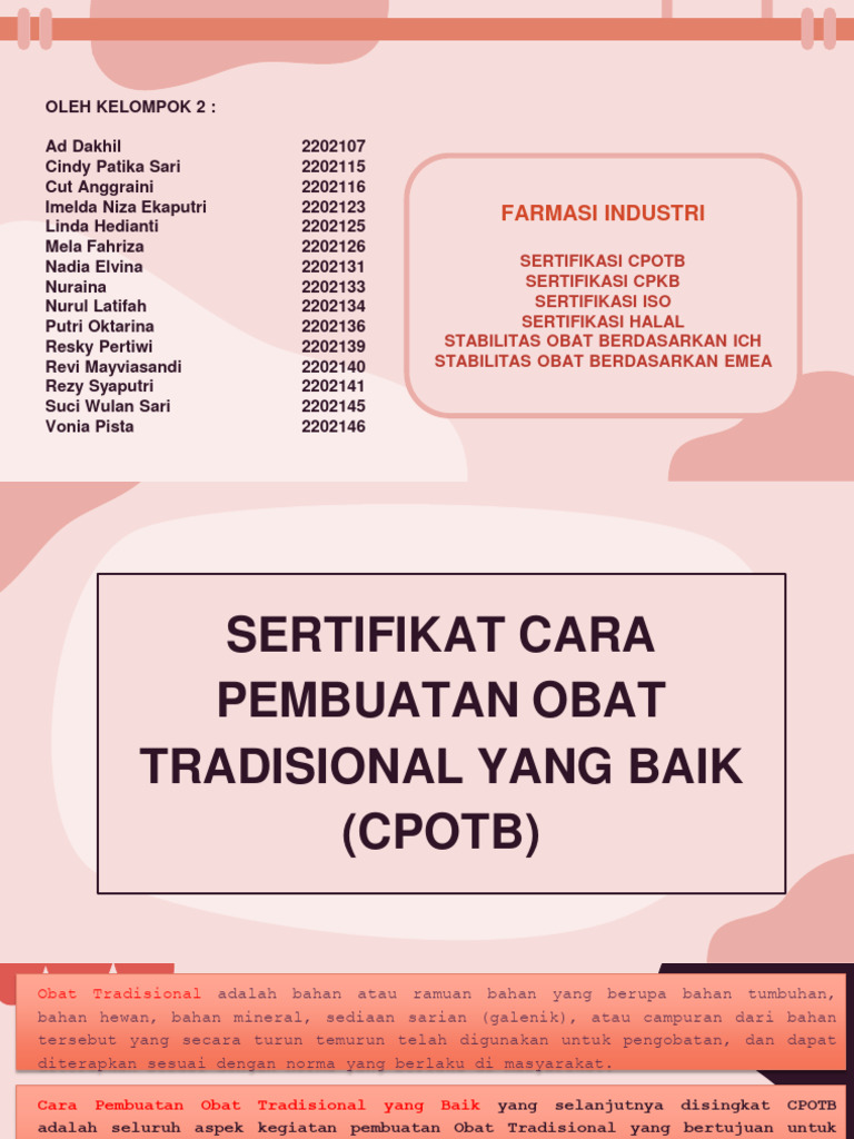Sertifikasi & Standar CPOTB Obat Tradisional | PDF