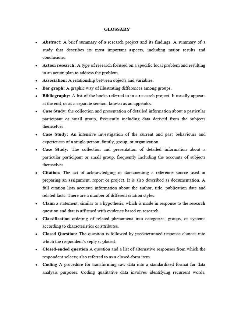 Glossary FSR 3202 - Fundamentals of scientific research | PDF