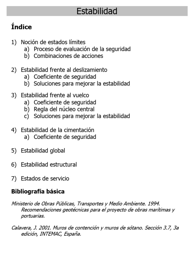 Tema V (Estabilidad) | PDF | Fundación (Ingeniería) | Ingeniería de ...
