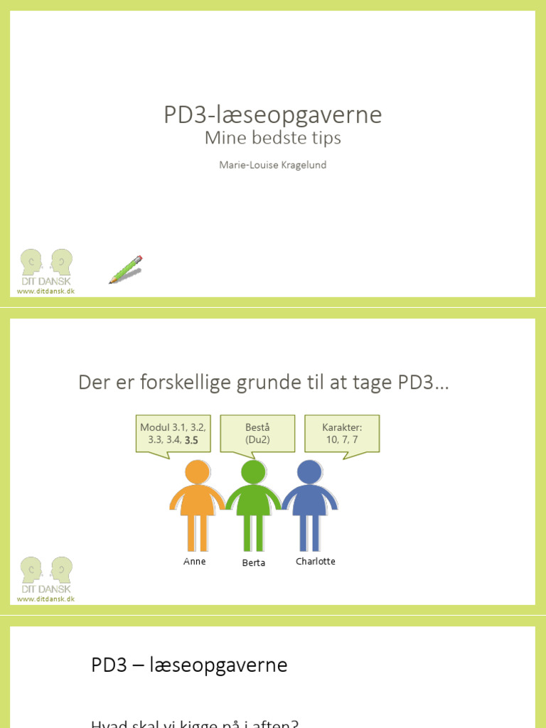 PD3 Læseopgaver Dit Dansk | PDF