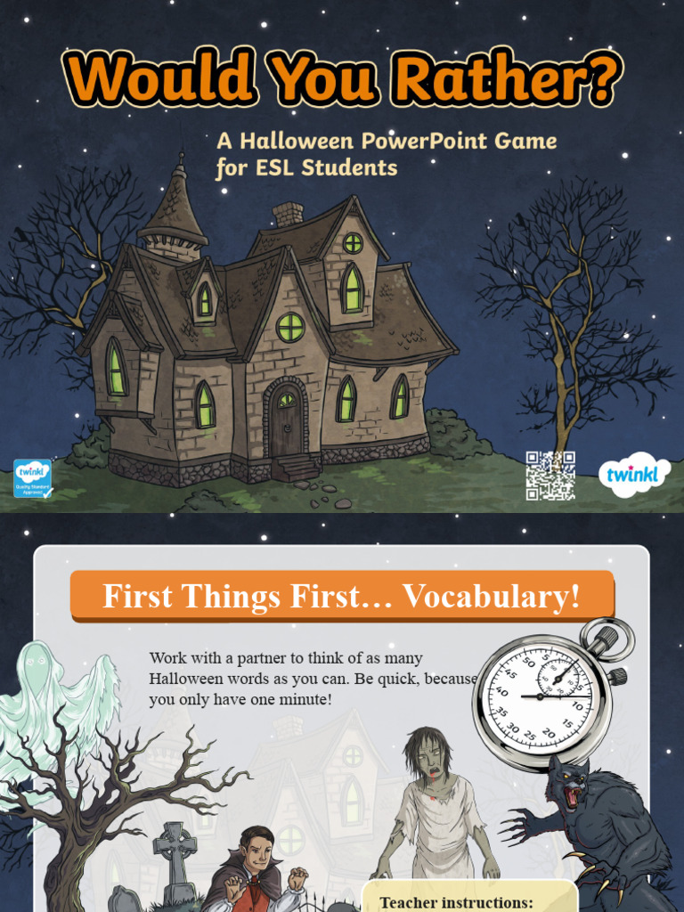 T 1689173841 Esl Halloween Would You Rather Powerpoint Game Teens A2 b1 ...