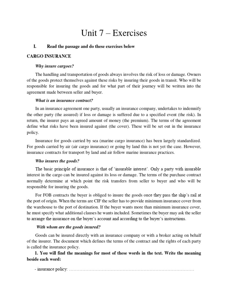 Unit 7 - Exercises - To Sts | PDF