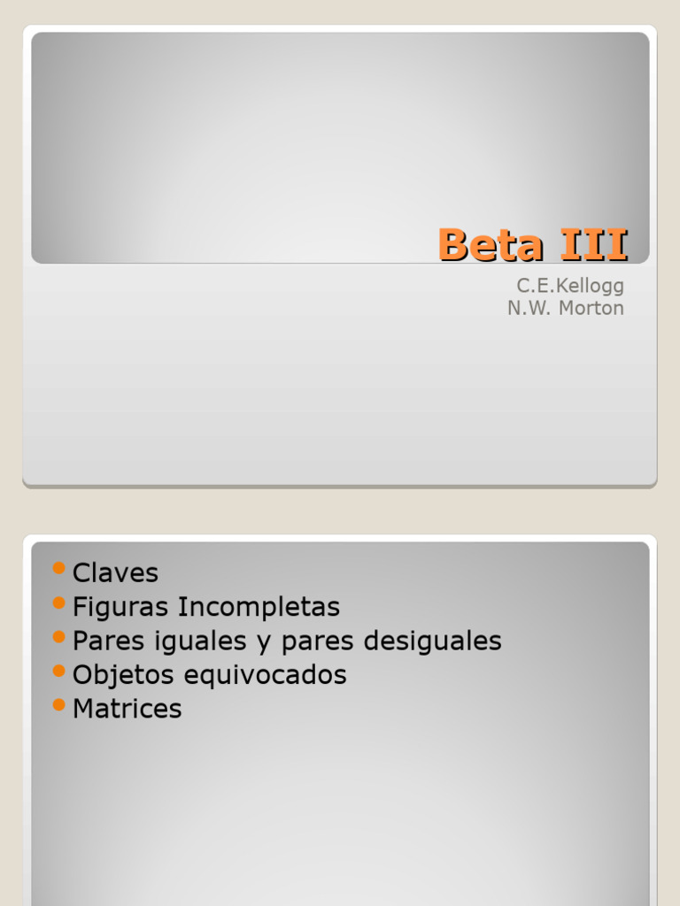 Prueba Beta III: Estructura y Calificación | PDF