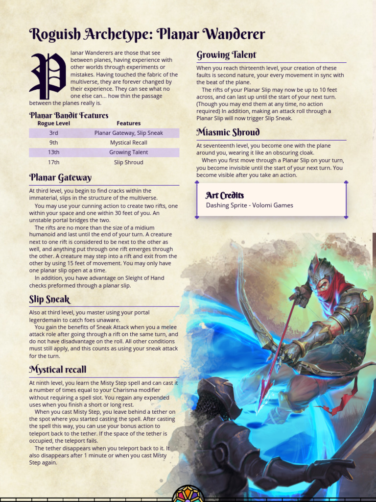 D&D 5e Homebrew - Planar Wanderer | PDF | Young Adult