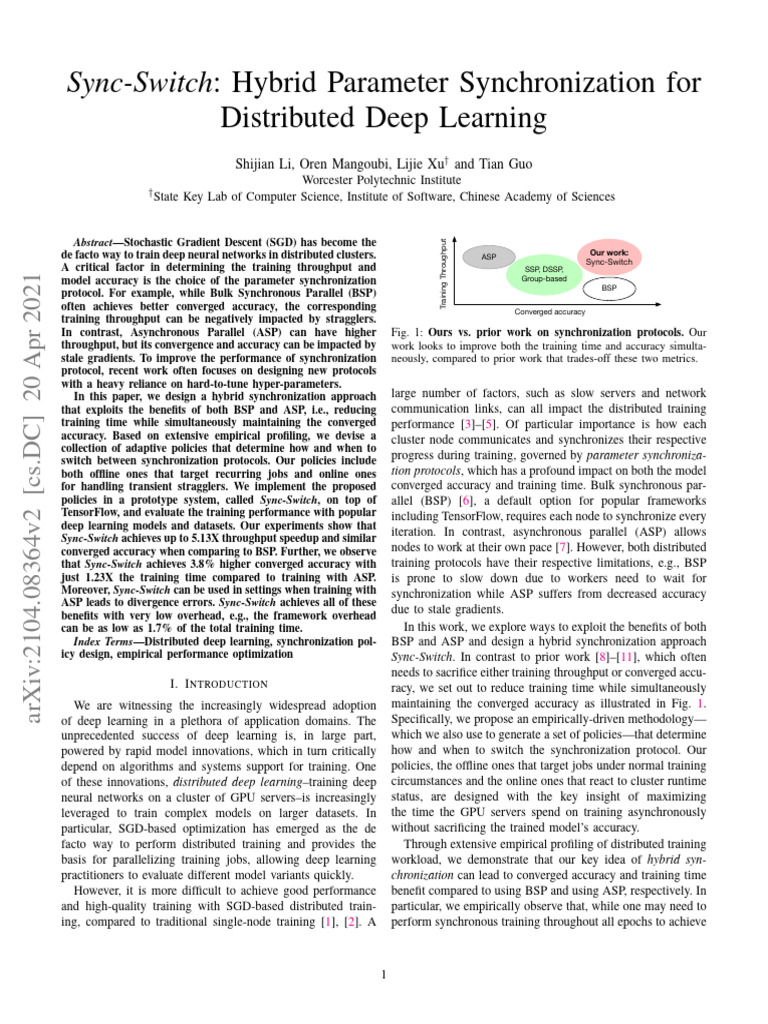 Sync-Switch: Hybrid Parameter Synchronization For Distributed Deep Learning | PDF | Deep ...
