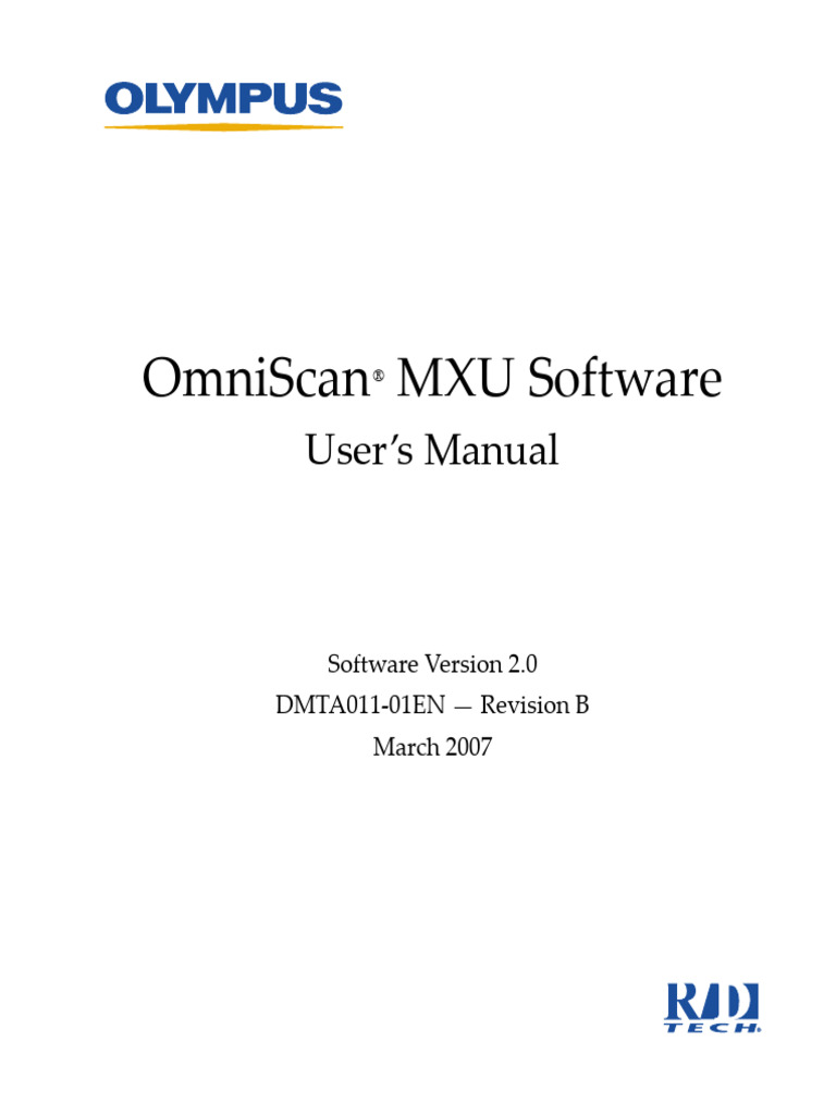 DMTA011-01EN B Rev1 - OmniScan MXU Software 20 - User Manual (En) | PDF