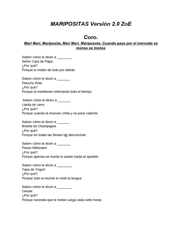 Maripositas 2.0 ZoE-1 | PDF