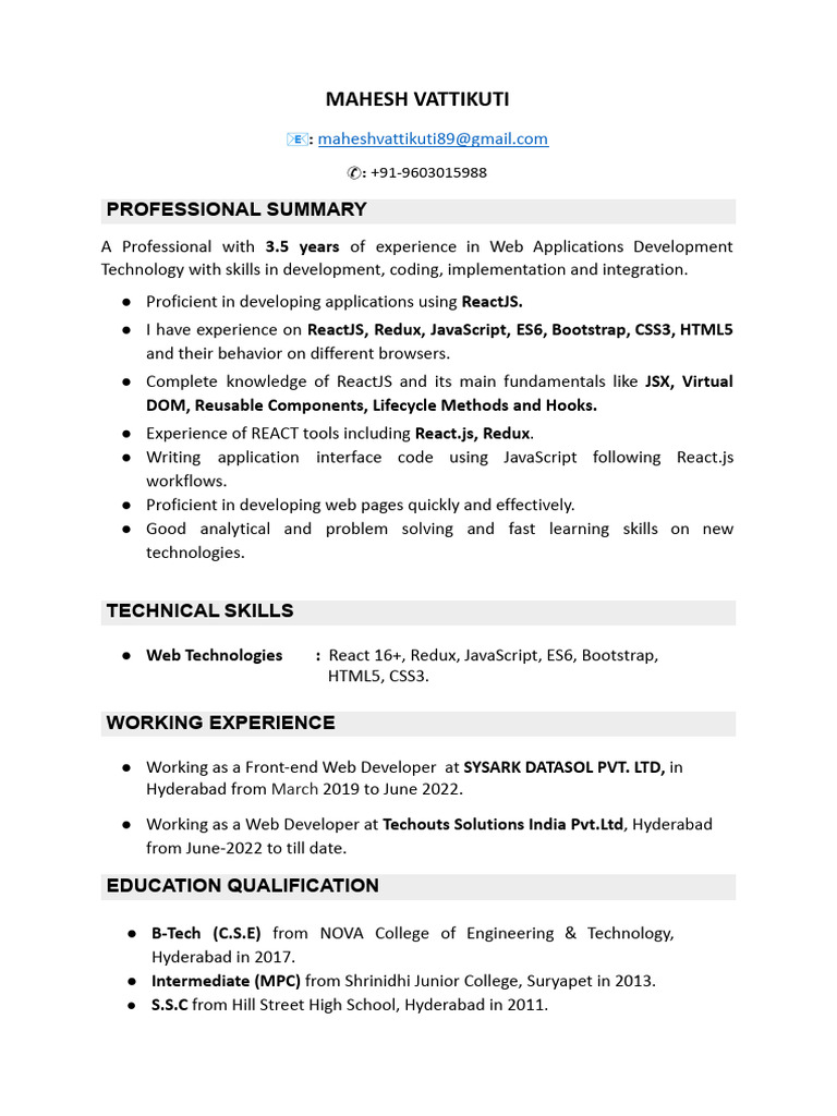 Mahesh's Resume | Download Free PDF | Internet | Cyberspace