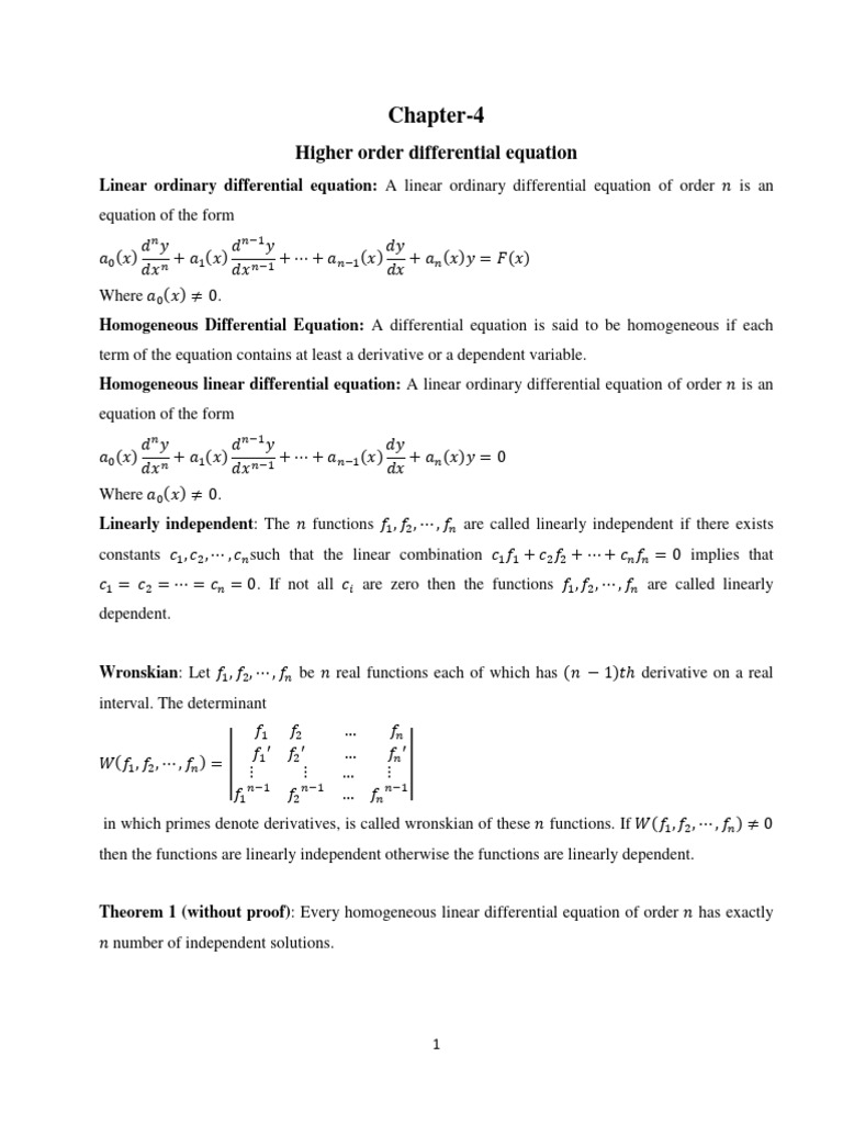 4.higher Order Differential Equations | PDF