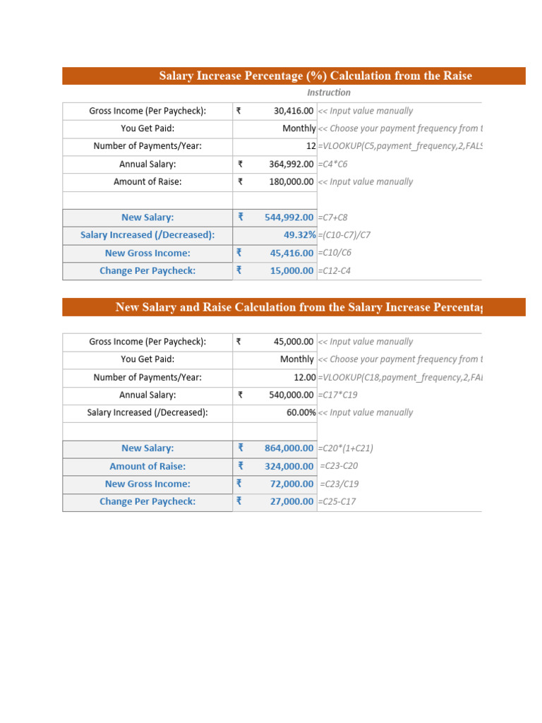 Calculate Salary Increase Percentage | PDF