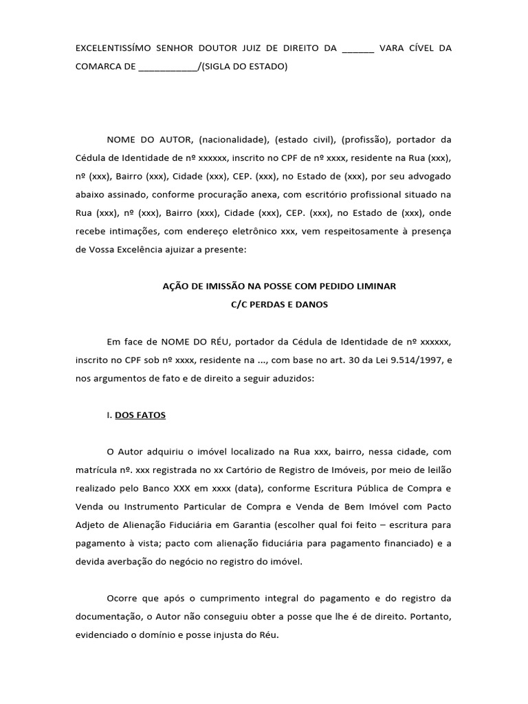 Modelo de Ação de Imissão Na Posse | PDF