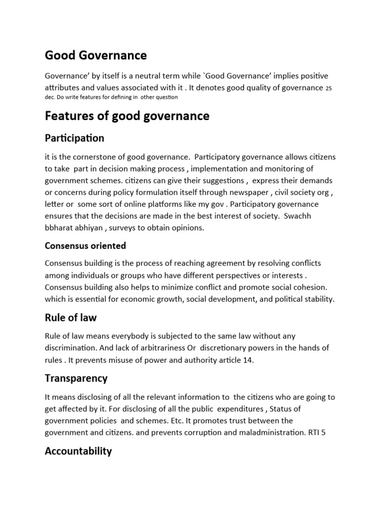 Good Governance | PDF