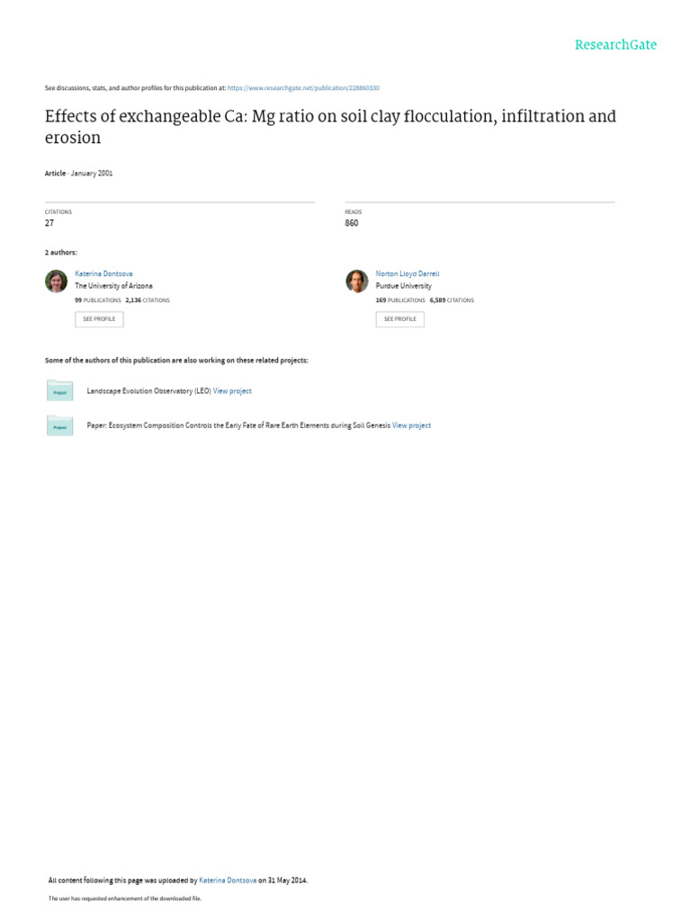 Effects of Exchangeable Ca MG Ratio On Soil Clay F | PDF | Science ...
