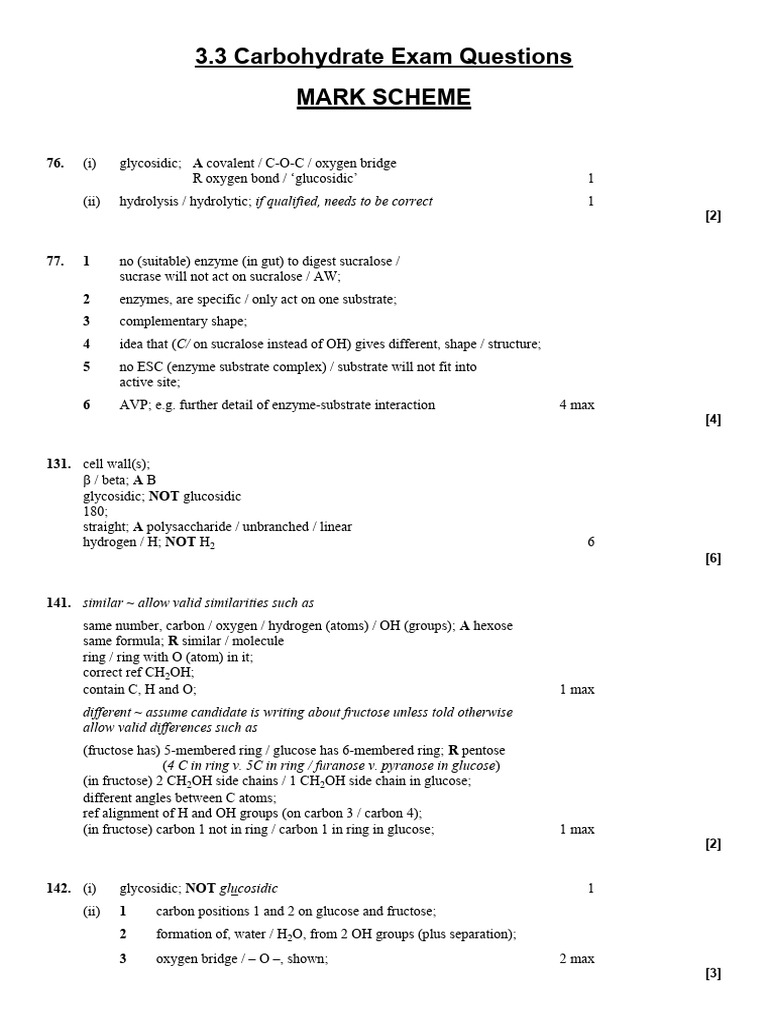 3.3 Exam Questions Mark Scheme | PDF
