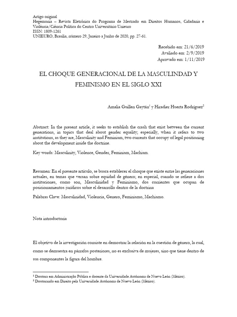 Choque Generacional: Masculinidad y Feminismo | PDF | Ciencias sociales