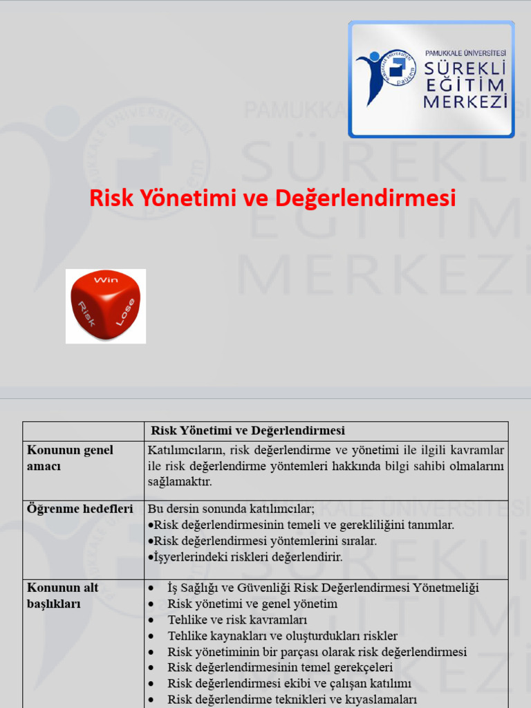 10 Ri̇sk Değerlendi̇rmesi̇ 1 60 | PDF