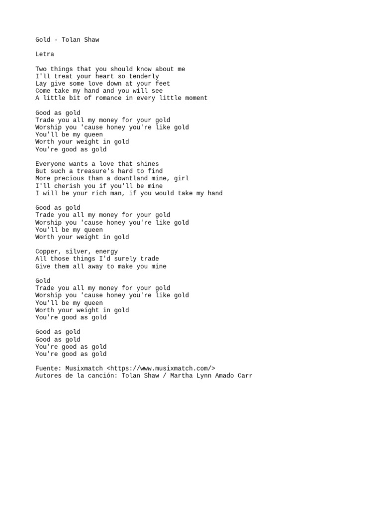 Gold - Tolan Shaw | PDF