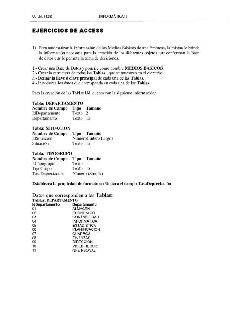 Ejercicios de Access | PDF | Bases de datos | Ciencias de la Información