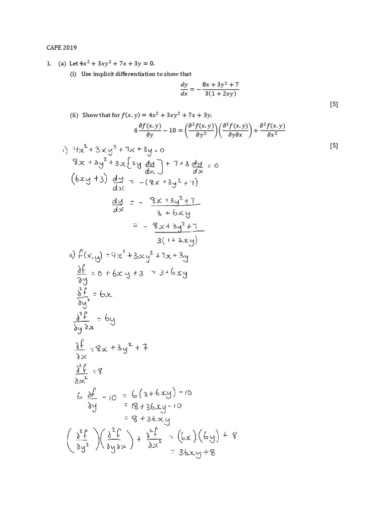Cape Unit 2 2019 Paper 2 Solutions Pdf