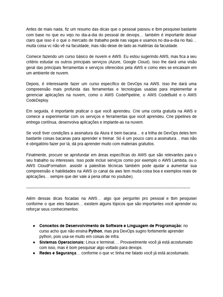 DevOps - Eliezeu Fernandes - Itaú - Plano de Estudo para SRE | PDF | Computadores