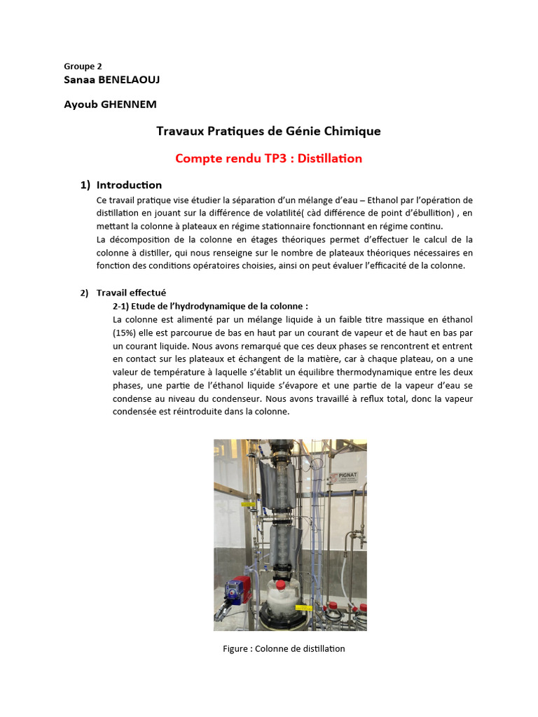 TP Distillation VF | PDF
