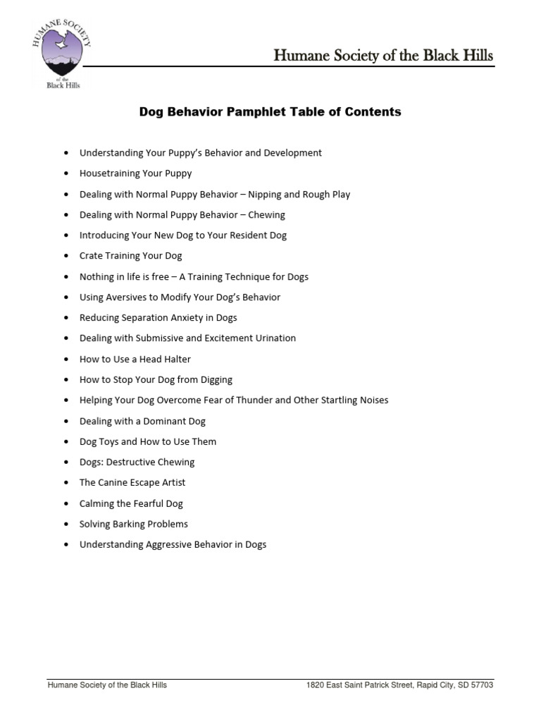 Dog Behavior Pamphlet | PDF | Dogs | Pack (Canine)