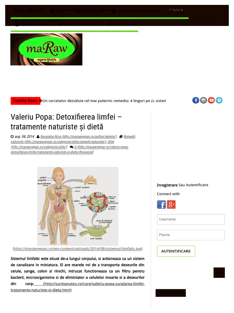 Valeriu Popa - Detoxifierea Limfei - Tratamente Naturiste Şi Dietă | PDF