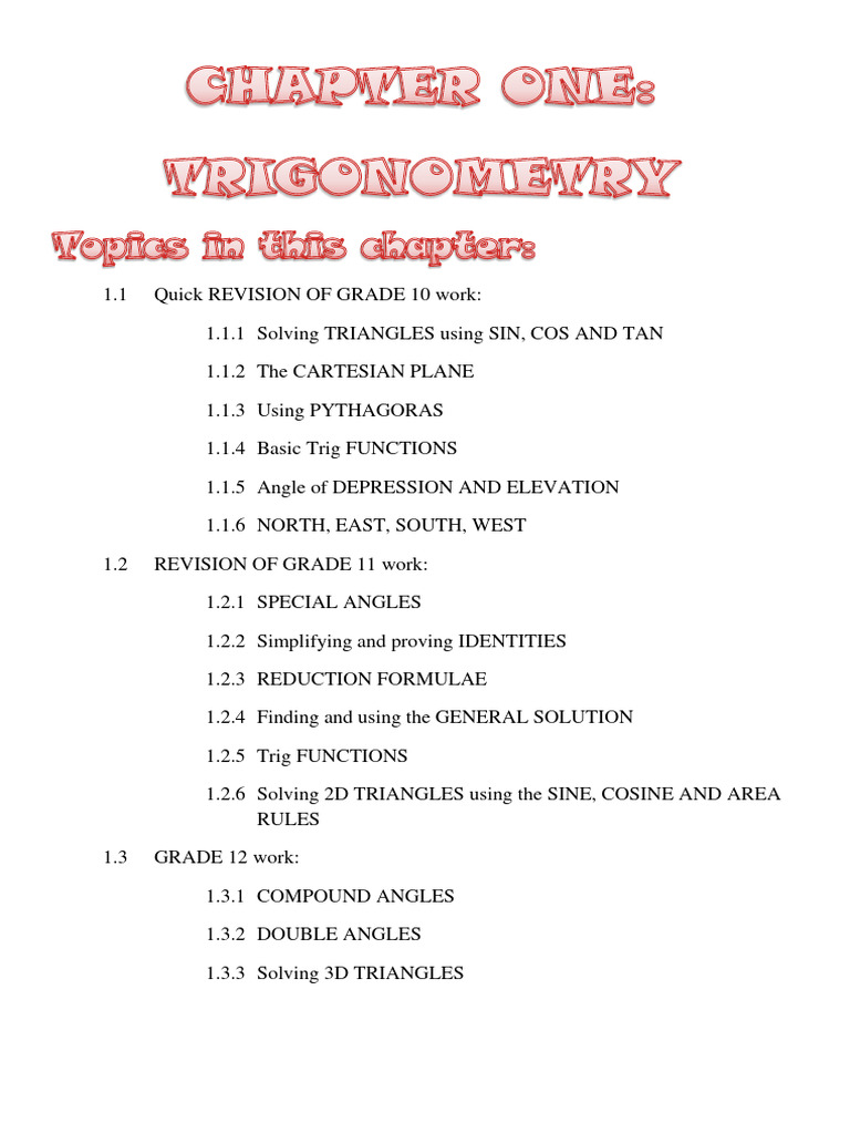 Chapter 1 Trigonometry | PDF