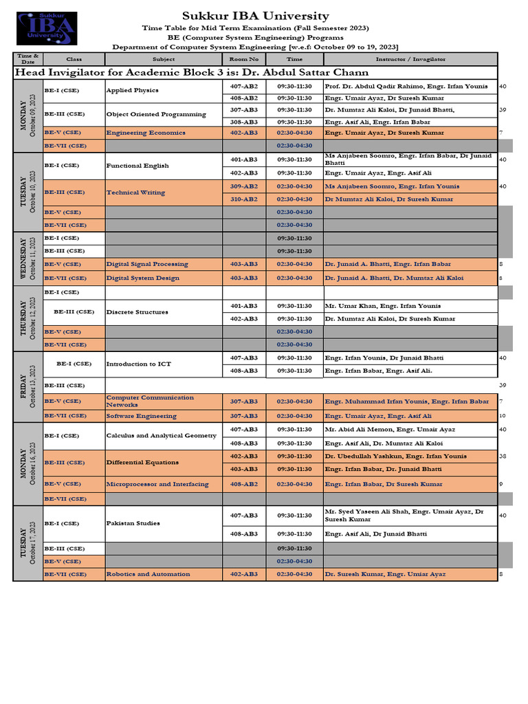 After Invigilation BE CSE 1st Term Exam Fall 2023 Upd6 | PDF