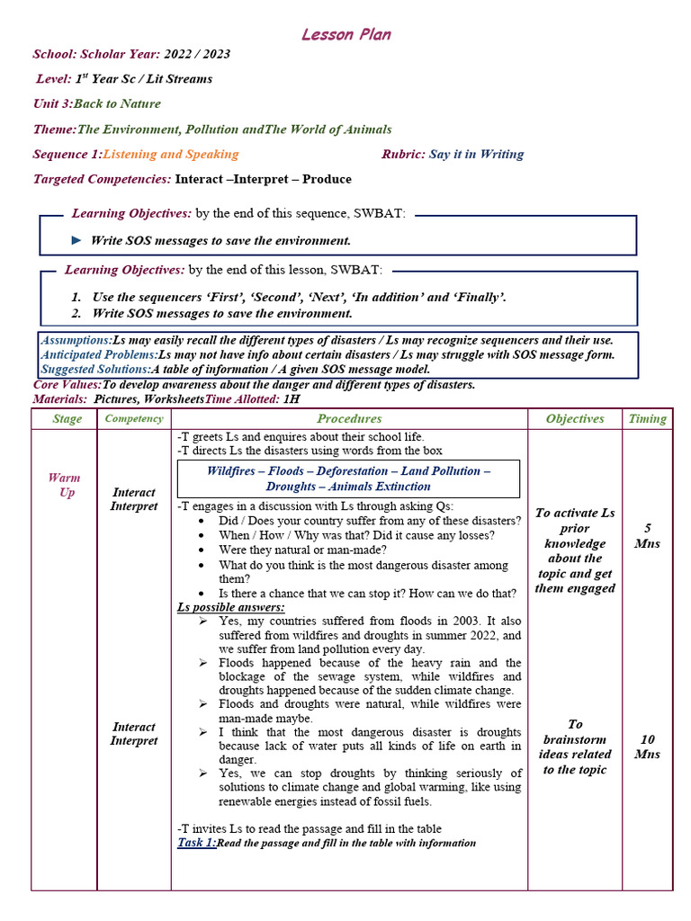 4.say It in Writing Lesson Plan | PDF | Climate Change | Water