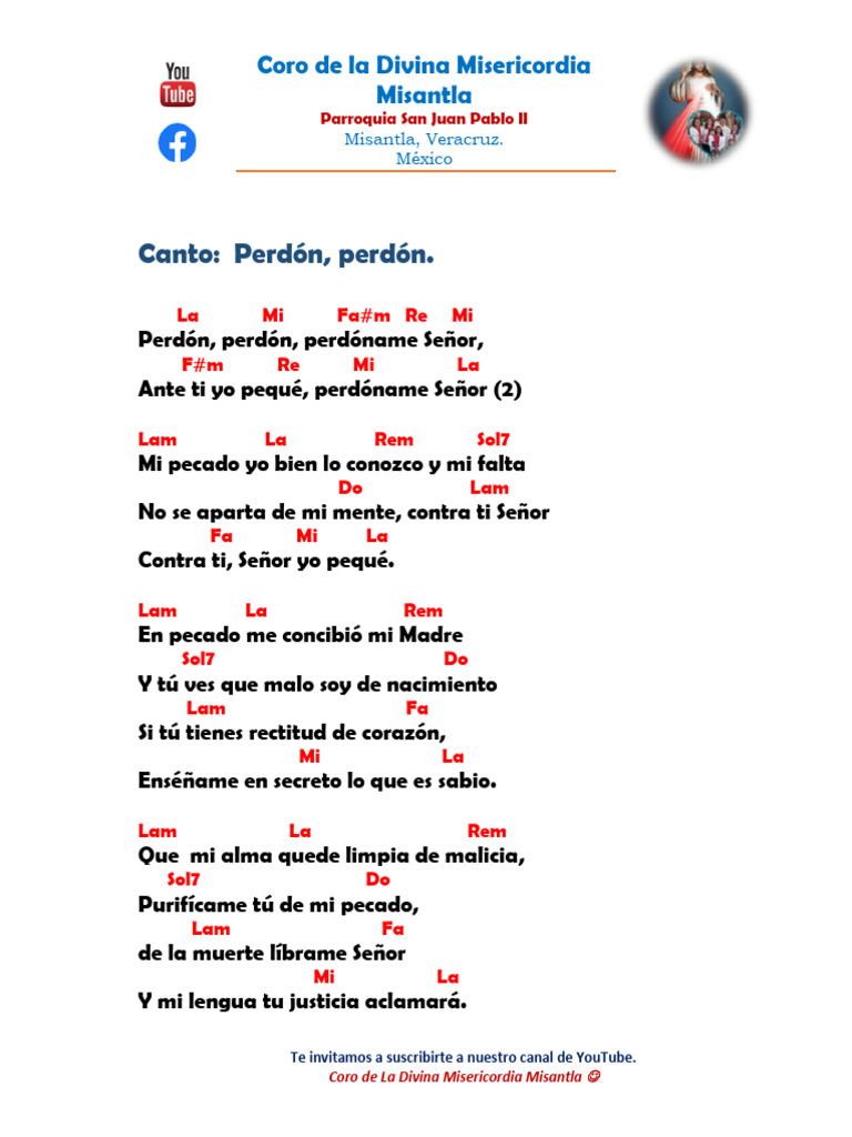 Perdón, Señor: Letra y Acordes | PDF
