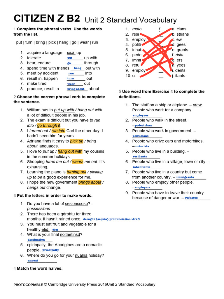 Vocabulary Unit 2 | PDF