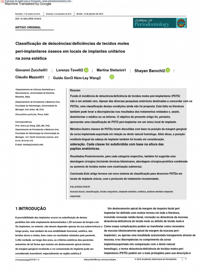 Classification of facial peri-implant soft tissue dehiscence ...