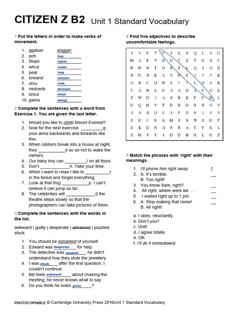 Vocabulary Unit 1 | PDF