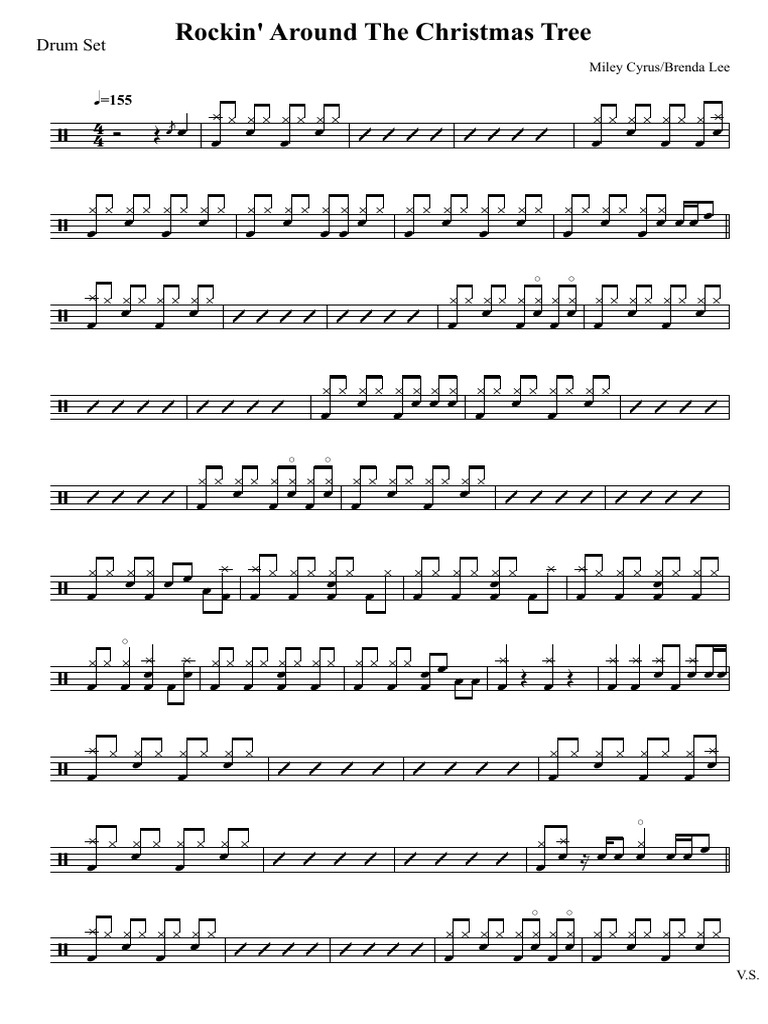 Rocking Around The Christmas Tree (Miley Cyrus / Brenda Lee) Drum Sheet ...
