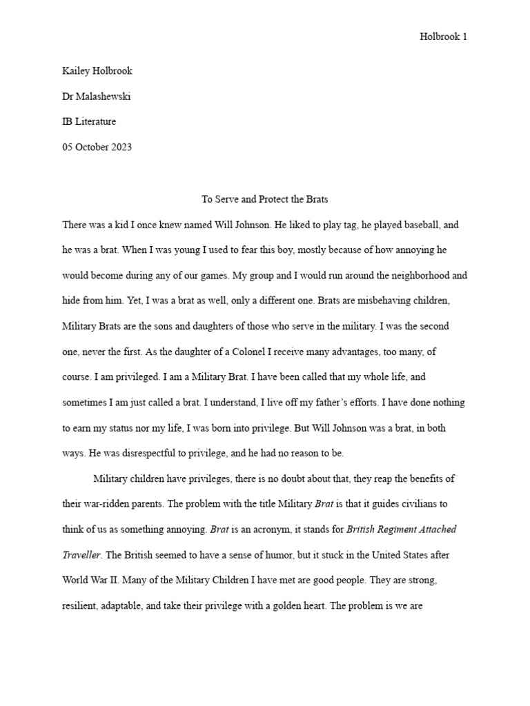 To Serve and Protect The Brats 1 | PDF