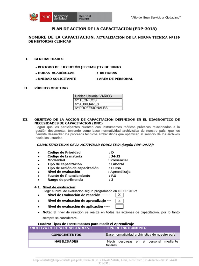 PLAN DE PERSONAL Norma Tecnica 139 | PDF