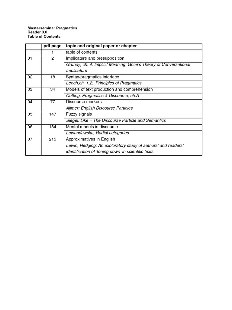 Pragmatics Reader3.0 | PDF | Cognitive Science | Language Mechanics