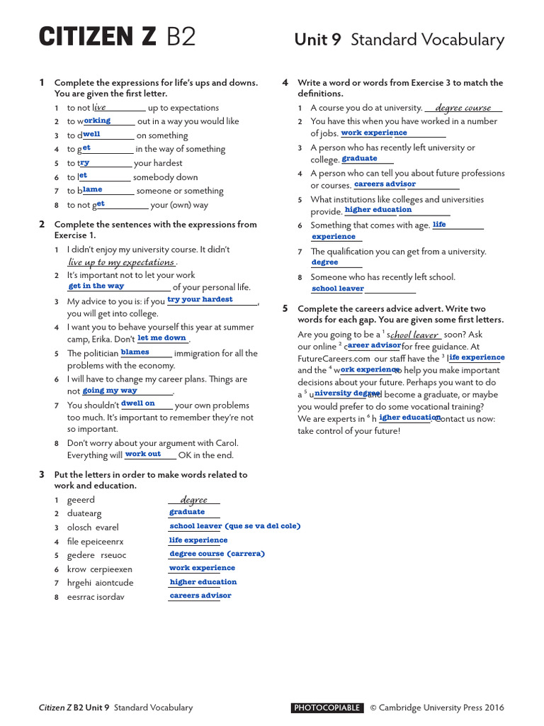 Vocabulary Standard Unit 09 | PDF