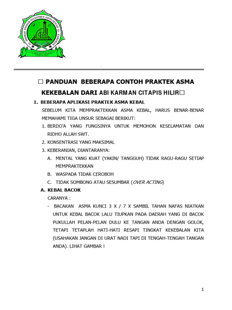 Panduan Praktek Asma Kebal Dari Daarul Hikmah Al - Gharuty | PDF