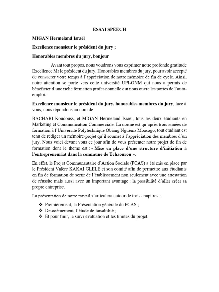 Essai Speech | PDF