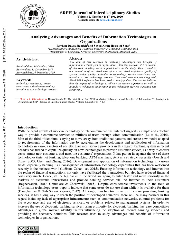 Analyzing Advantages and Benefits of Information T | PDF | Hypothesis ...