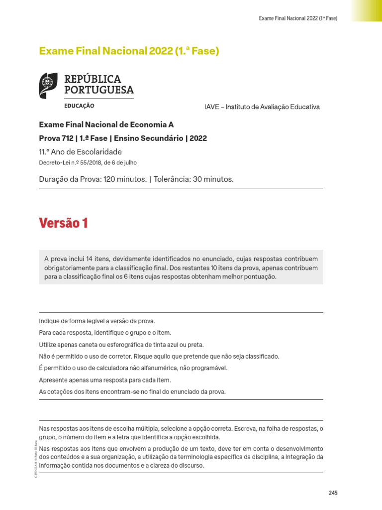 Cpen Ea Exame Nacional 1fase | PDF