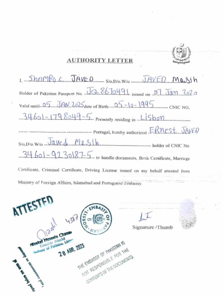 Authority Letter | PDF