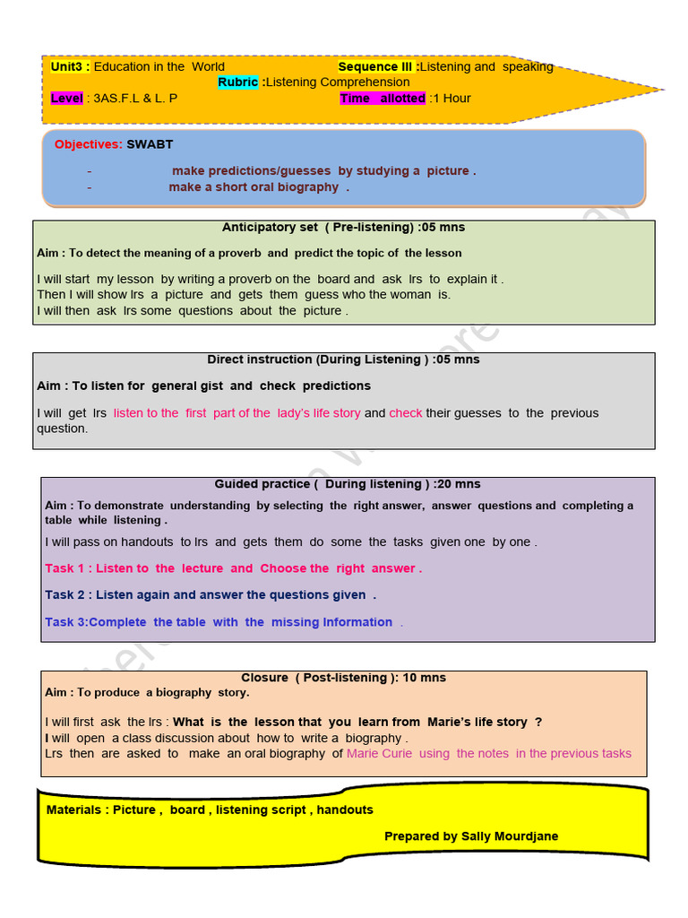Listening Lesson on Marie Curie | PDF